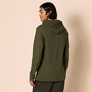 Amazon Essentials Men's Long-Sleeve Slub Thermal Pullover Hoodie (Previously Goodthreads), Olive, X-Large