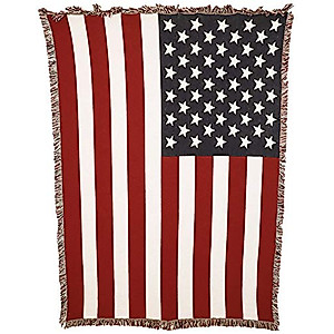 United States American Flag Blanket - Gift Soft Tapestry Throw Woven from Cotton - Made in The USA (69x48)