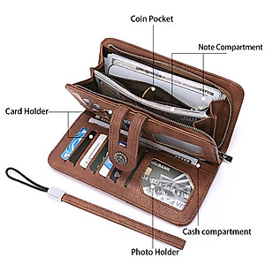 CLUCI Leather Backpack Purse for Women Bundle with Large Wallet