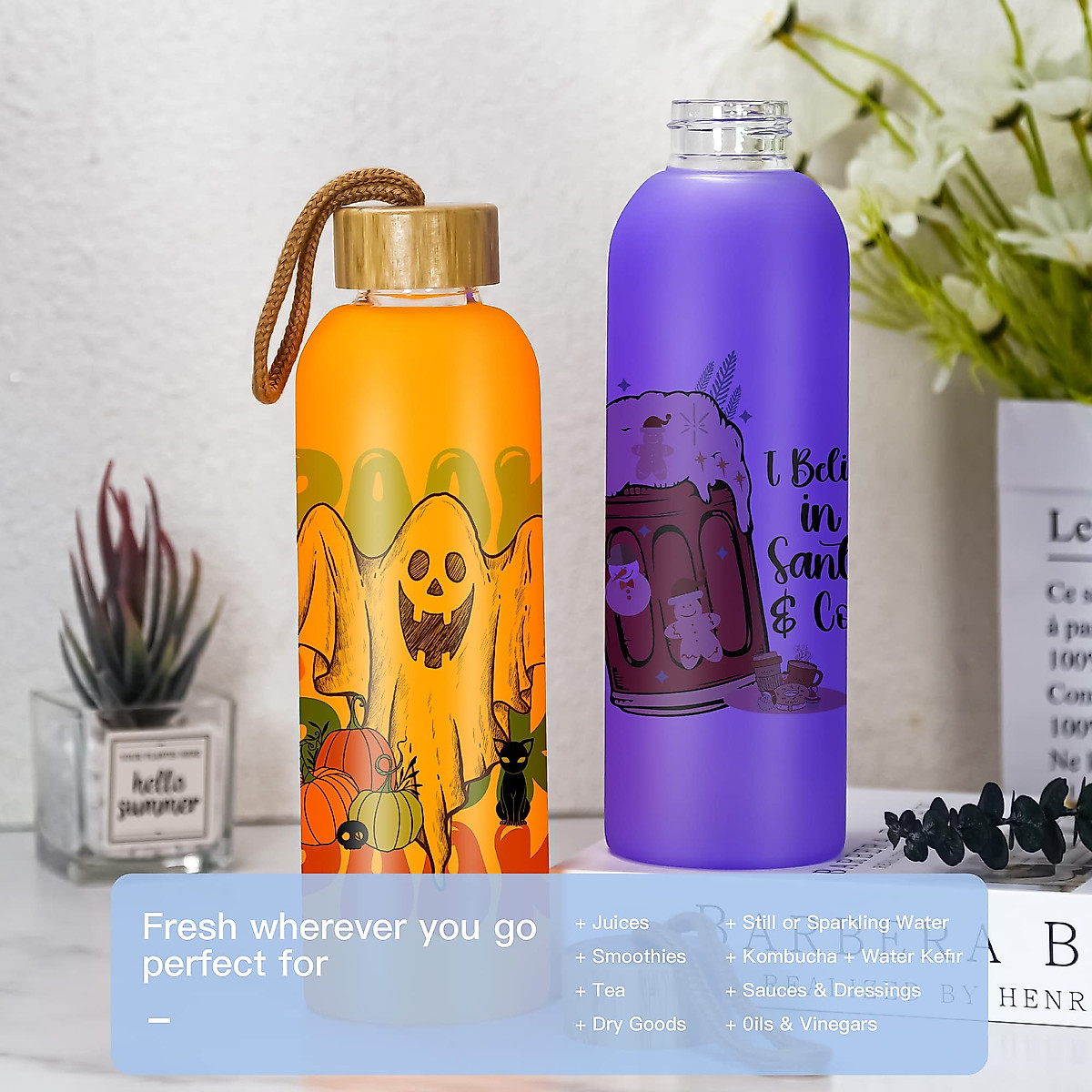 AGH 6 Pack Sublimation Glass Blanks With Bamboo Lid, 26 oz Rose Red Sublimation Cups, 750 ml Sublimation Beer Can Glass, Sublimation Straight Tumblers Watter Bottle for Juice, Soda, Drinks. Diy GIft