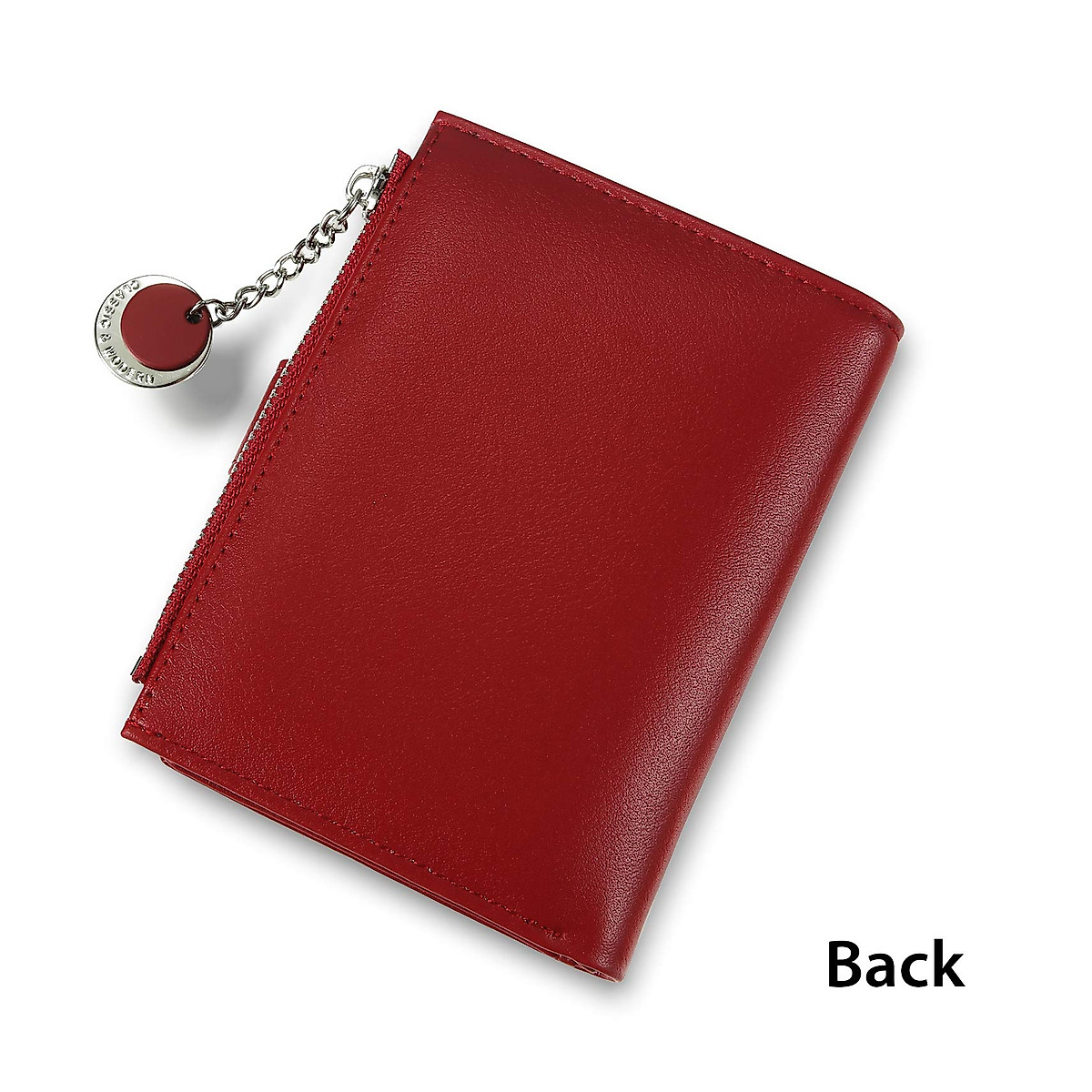 OYATON Small Wallet for Women, Slim Compact Faux Leather Women Bifold Pocket Wallet with Zipper Coin Purse and Credit Card Holder (red)