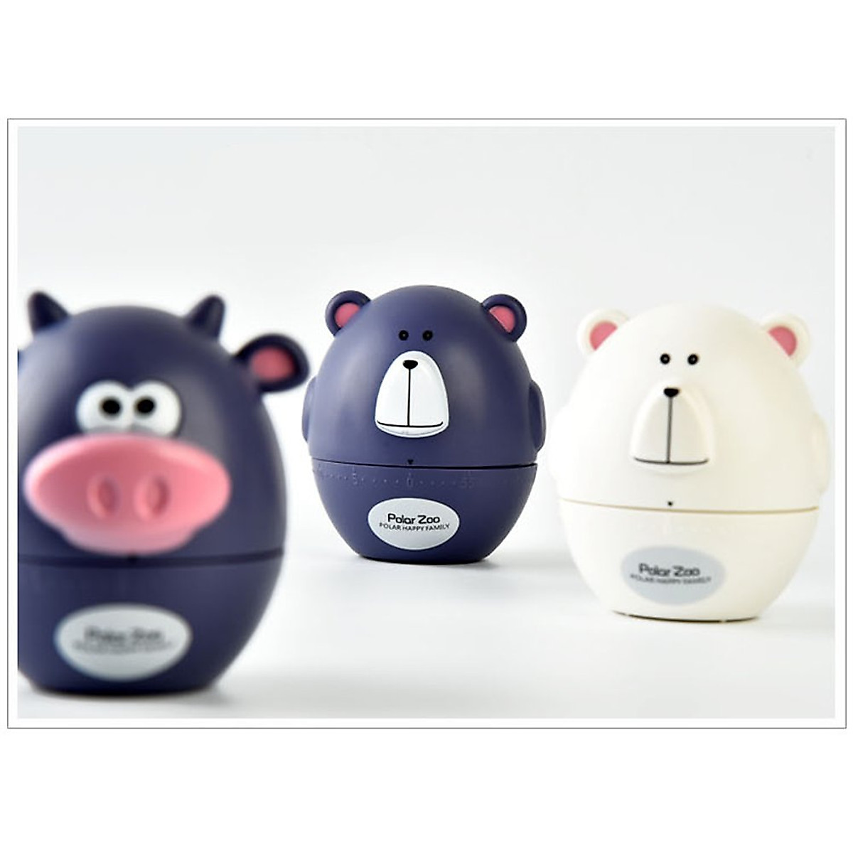 Golandstar Cute Cartoon Cow or Bear Timers 60 Minutes Mechanical Kitchen Cooking Timer Clock Loud Alarm Counters Mini Size Manual Timer (White Bear)