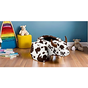 Home 2 Office Cow Ottoman for Kids' Bedroom, Playroom, Nursery, and Living Room, Animal Ottoman with Storage, Footstool for Kids, Brown Cow Print