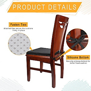 Qunclay 8 Pack Black Chair Seat Cushions Pads for Dining Chairs, Soft Foam Chair Cushion Pads with Ties and Washable Cover Non Slip for Room Kitchen Desk, 16 x 16.5 Inch