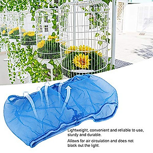 Strnek 2Pcs Bird Cage Cover Seed Catcher Birdcage Lightweight Soft Airy Polyester Mesh Cover Skirt Guard Universal Parrots Cage Accessories 26.0-52.0Inx6.7In (Small-Blue)