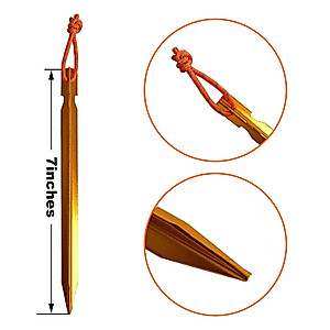 12 Pack Tent Stakes, 7075 Ground Metal Camping Aluminum Tent Pegs, Lightweight Tent Stakes Heavy Duty Spikes Camping Accessories, Orange