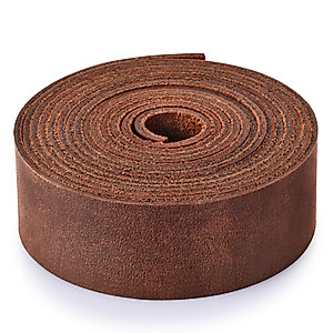 Leather Strap 1 Inches Wide Flat Leather Straps for Crafts, Full Grain Leather Strips for Crafts, Tooling, Belt, Garden Tools (2mm Thick 72 Inches Long Dark Brown)