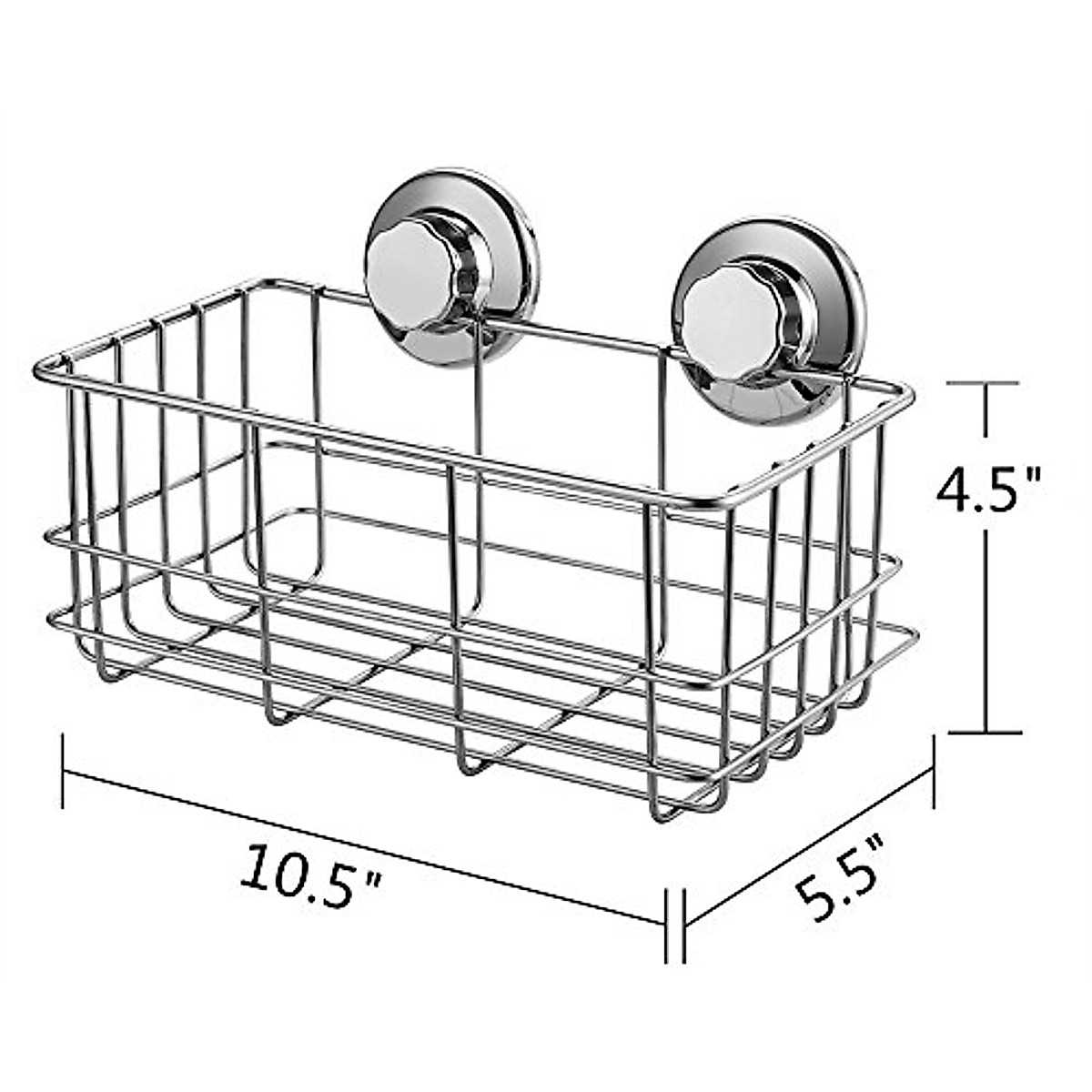 SANNO Suction Cup Shower Caddy Bath Wall Shelf, Deep Bathroom Basket Vacuum Suction Cup Hooks
