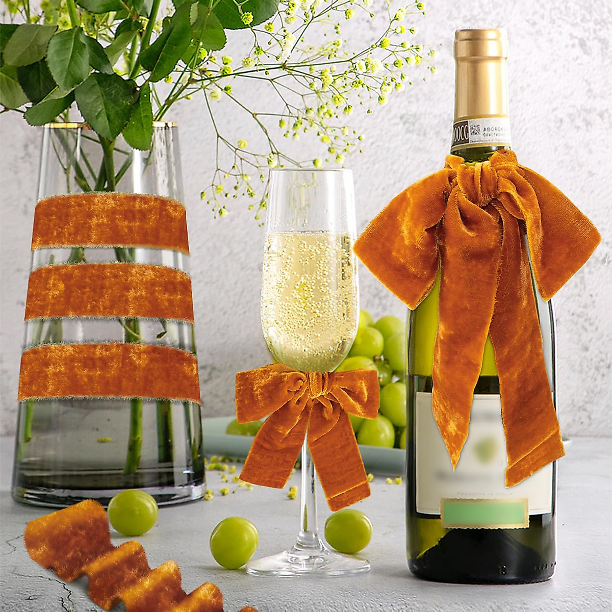 Mlurcu Silk Velvet Ribbon 2 Inch Wide Terracotta Velvet Ribbon Handmade Fringe Frayed Ribbon Fall Ribbon for Christmas Thanksgiving Baby Shower Wedding Invitations Flower Bouquet Gift Wrapping