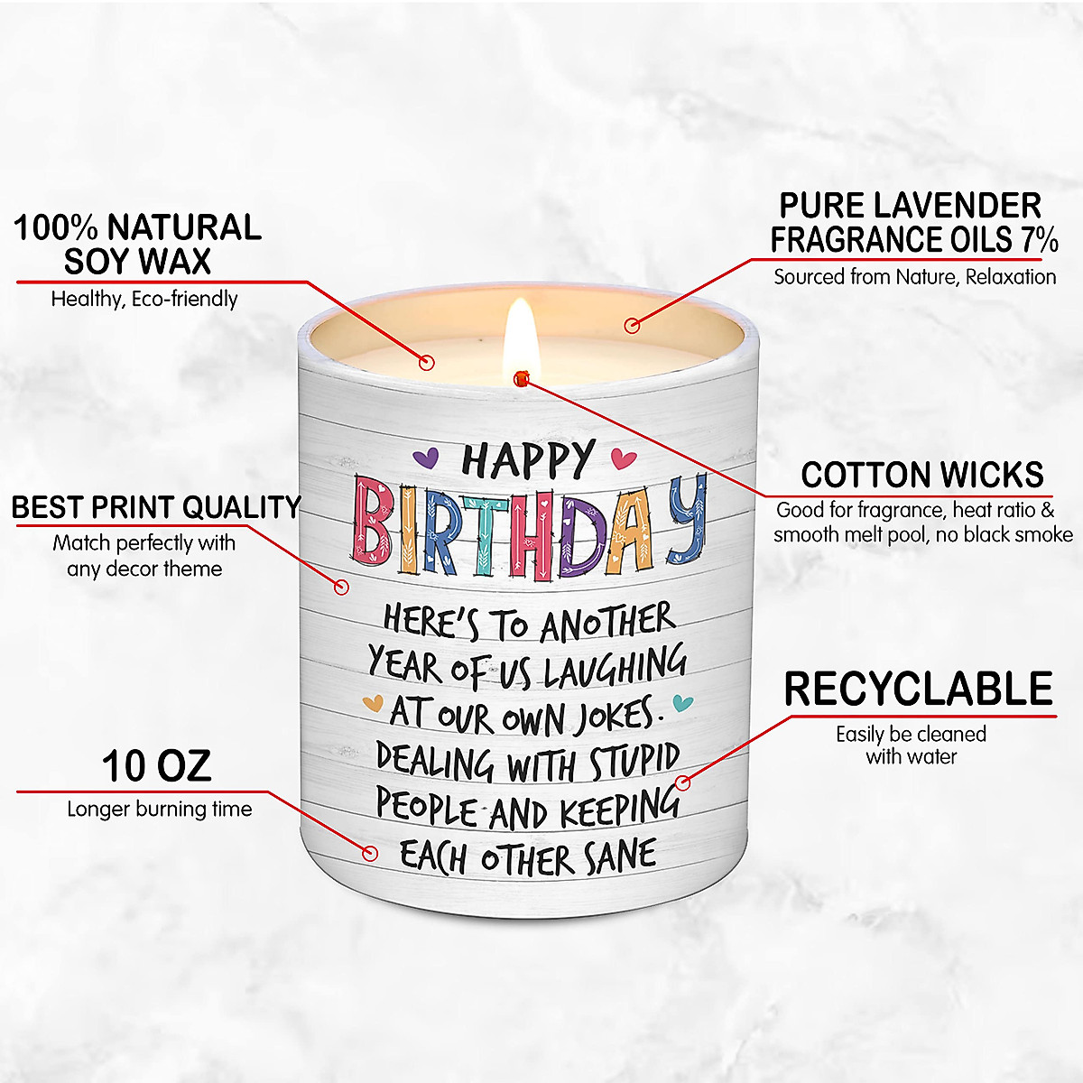 Birthday Gifts for Women Friendship - Gifts for Women Best Friend - Womens Birthday Gifts for Friend, Happy Birthday Gifts for Women, Gifts for Women Birthday Unique, Bestie Lavender Candle 10Oz