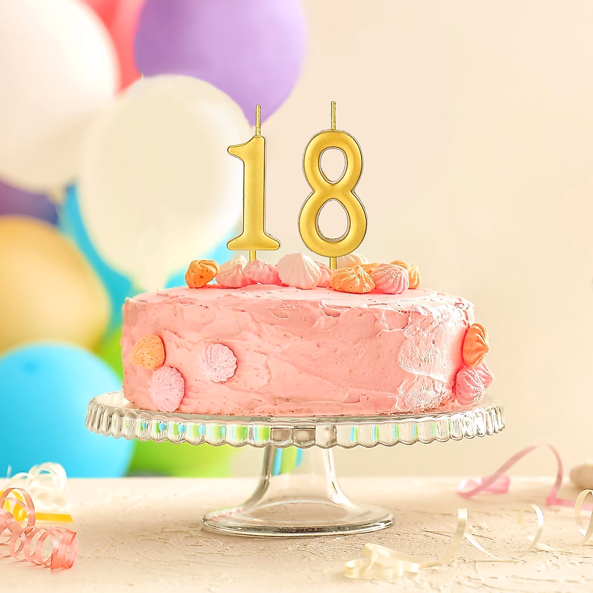 32 Pieces Number Birthday Candles Gold Cake Candles Number 0-9 Cake Decoration for Birthday Ten-Year Milestone Anniversary Wedding Party Celebration (Gold)