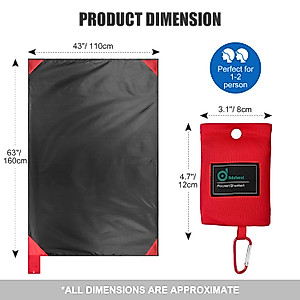 Odoland Bundle - 2 Items 6pcs Camping Cookware Mess Kit for and Picnic and 43" x 63" SandProof Waterproof Outdoor Pocket Blanket with Portable Bag, Black Beach Blanket Picnic Blanket