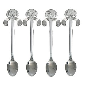 Haishell 4 Pcs Cat Coffee Spoon Stainless Steel Dog Dessert Spoon Drink Spoons Mixing Spoon Milkshake Spoon Tableware Kitchen Supplies,Silver