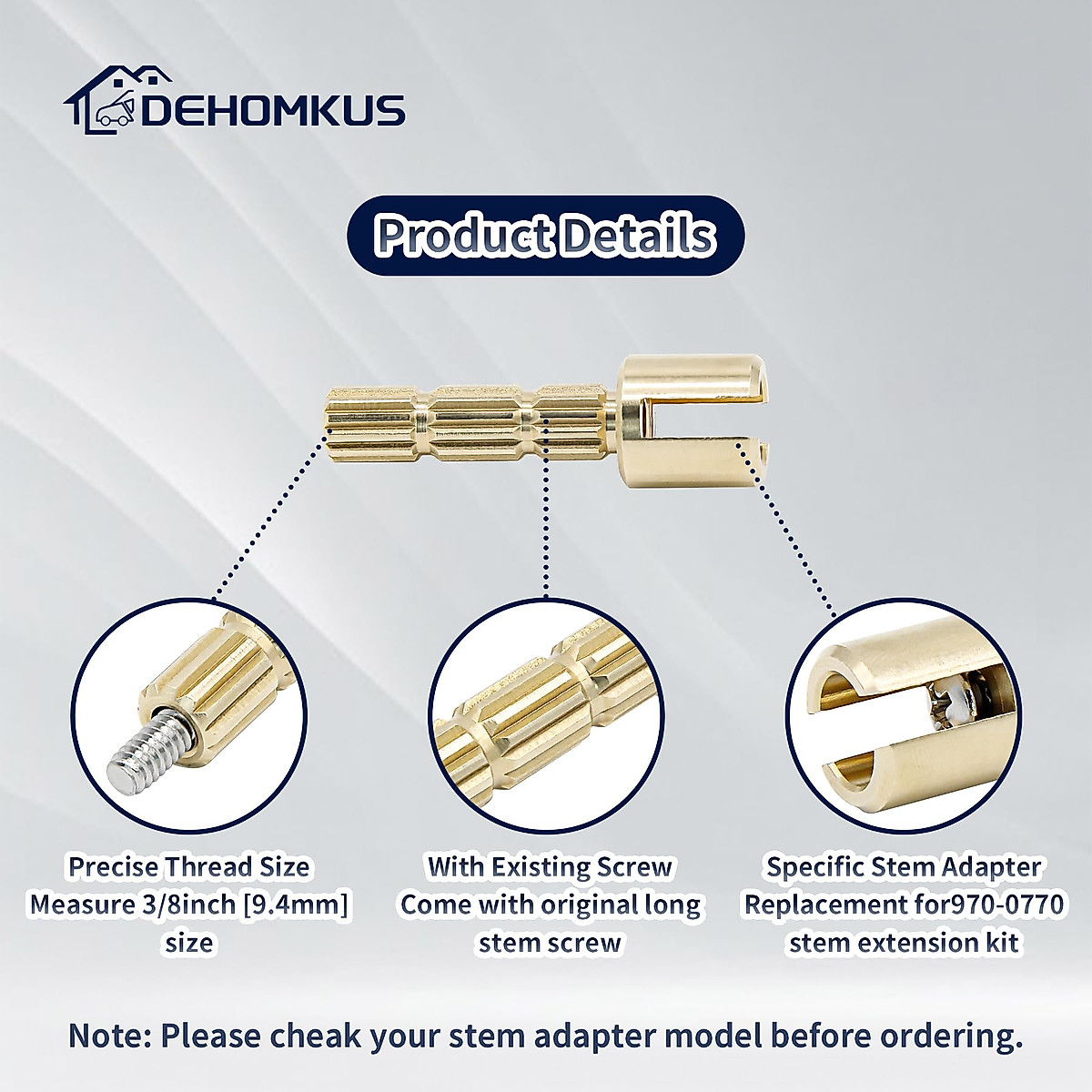 DEHOMKUS 2Pcs Stem Adapter Replacement for 970-0770 Plumbing Equipment - Compatible with Pfister Bath Faucet - Shower Handle Stem Extension Tub and Faucet Accessories Valve Extender Trim Repair