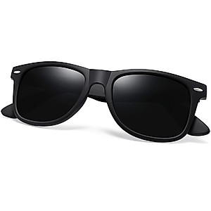 Joopin Trendy Square Sunglasses Polarized UV Protection, All Black Shades for Men Women, Oversized Shady Rays Costume Dark Sun Glasses Sunnies