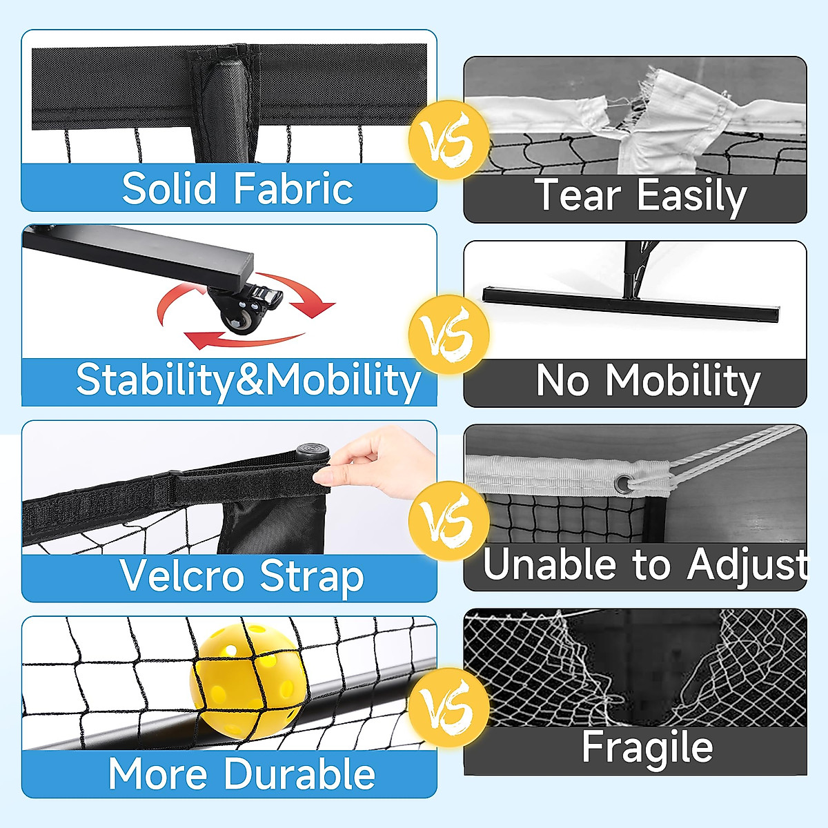 Pickleball Set with Net, Rengue Pickleball Net with Wheels for Driveway Backyard,22FT Regulation Size,4 Pickleball Paddles & 6 Balls, 1 Carry Bag, 1 Ball Bag, Pickleball Set for Indoor Outdoor Play