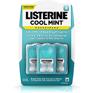 Listerine Cool Mint Pocketpaks Breath Strips, 12-24-Strip Pack Total 288 Strips