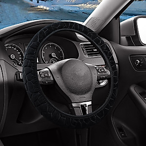 ZATOOTO Black Fuzzy Steering Wheel Cover for Women Men, Soft Comfy Grip Anti-Slip Car Steering Wheel Cover Protector Universal for Cars,Suvs,Trucks,Sedans