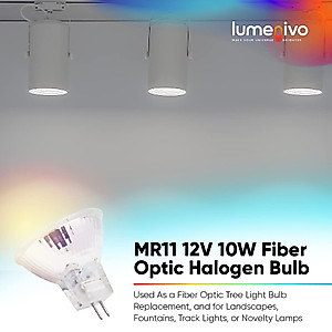 lumenivo MR11 12V 10W Halogen Bulb Fiber Optic Replacement Light Bulb with G4 2-pin Base - 12 Degree Landscape Lighting Narrow Spot Indoor Flood Light Bulbs MR11 12 Volt 10 Watt - 2 Pack