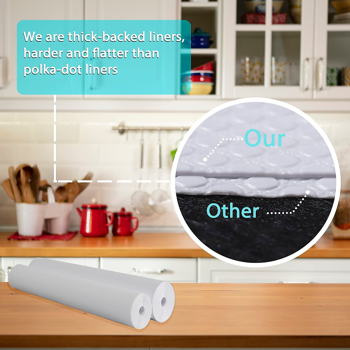 Janeart Shelf Liner for Kitchen Cabinets - Thick Waterproof Cabinet Liners, White Wire Shelf Liner for Shelving, Pantry, Non-Adhesive, Easy to Trim Drawer Liners ( 17.7 x 288 INCH )