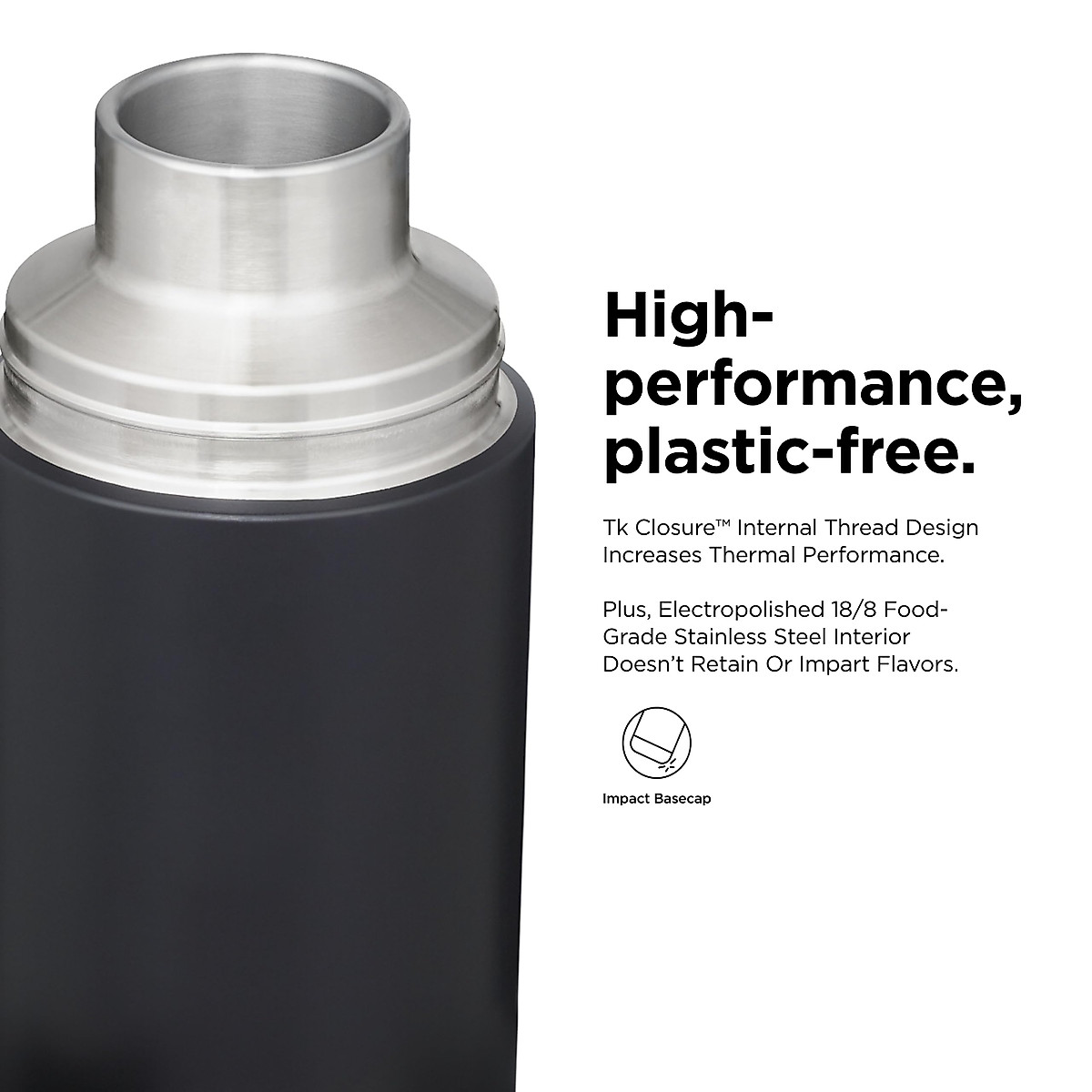 Klean Kanteen TKPro Insulated Thermos - Portable, Stainless Steel Drinking Bottle - Leak Proof & Easy to Clean - Black, 25 oz