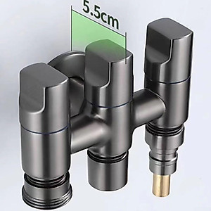 1-In-3-Out Dual Control Valve, Handheld Bidet Sprayer For Toilet G1/2 Three-Way Control Washing Machine Faucet Sprayer Kit For Wash, Pet, Cloth, Bidet Bathroom Cleaning (Black Gray)