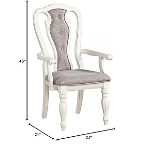 Acme Florain Wooden Arm Chairs in Gray and Antique White (Set of 2)