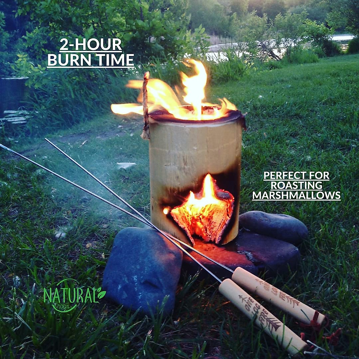 The Original OneLogFire (6) Pack | Swedish Fire Log | Swedish Torch | One Log Campfire | for Outdoor Firepit | Campfire | Bonfires | Fireplace