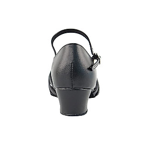 Very Fine Dancesport Shoes - Ladies Salsa, Latin, Rhythm Ballroom Practice Dance Shoes 802 Classic - 1.5-inch Heel Comfortable & Shoe Bag (Black Leather, Size 9)