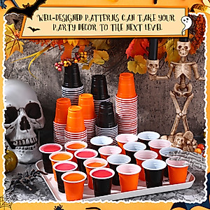 Rtteri 1200 Pcs Orange and Black 2 oz Cups Bulk Halloween Mini Plastic Shot Glasses Set Disposable Small Cups for Drinking Serving Condiment Sauce Thanksgiving Christmas Birthday Party Supplies
