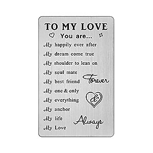 TANWIH To My Love Wallet Card Gifts, 10 Reasons Why I Love You, Romantic Anniversary Cards Gift for Her Him, Wedding Christmas Presents