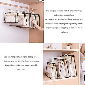 fazhongfa 6PCS Dust Bags for Handbags Clear Purse Storage Organizer Non-Woven Hanging Bag Closet with Zipper and Handle (XL Cream Color)