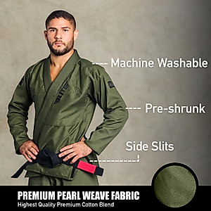 Elite Sports Bjj Gi for Men - Brazilian Jiu Jitsu Gi - Preshrunk sweat wicking Fabric - Machine washable - Free white Belt