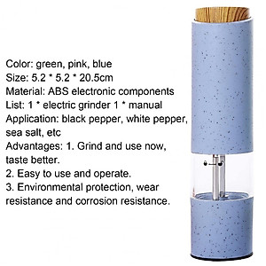 clhjinruoliu Pepper Grinder Salt and Pepper Mill Grinder Eco-Friendly Labor-Saving ABS Electric Pepper Mill Accessories for Home,Pink