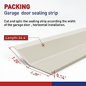 FOSLUOC Garage Door Seal Top and Sides Seal Strip Beige 34.4FT Rubber Weather Stripping Replacement Soft and Hard Composite, Weatherproofing Universal Sealing (Beige)