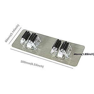 2IN1 No Drilling Broom Mop Holder, Broom Gripper Holds Self Adhesive, Wall Mounted Storage Rack Storage & Organization for Home, Kitchen Pan and Wardrobe Bathroom Garage Laundry Organizer Rack