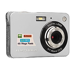 Digital Camera 4K, 4K Digital Camera 48MP 2.7in LCD Display 8X Zoom Anti Shake Vlogging Camera for Photography Continuous Shooting (Silver)