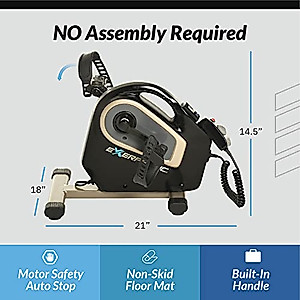 Exerpeutic 2000M Motorized Electric Legs and Arms Pedal Exerciser - Mini Exercise Bike for Work from Home Fitness - Black