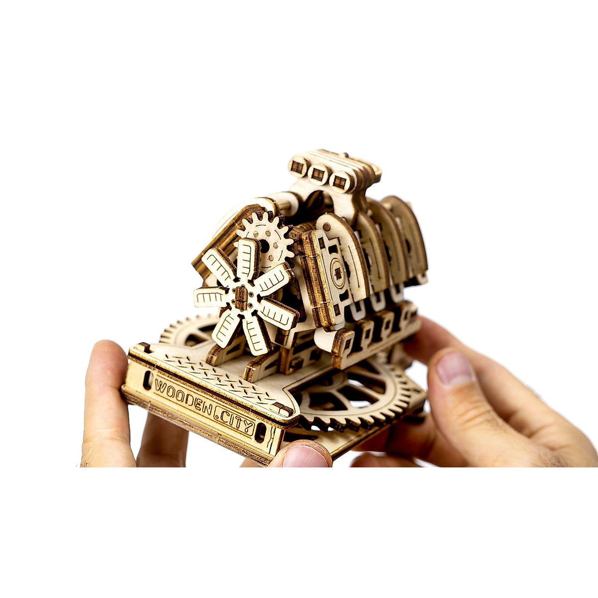 WOODEN.CITY Wood Engine Model Kit 3D Puzzle - 3D Wooden Puzzle Model Engine Kit for Adults - V8 Engine Model Kit That Works 3D Wooden Puzzles for Adults - Model Engine Working 3D Wood Puzzles Adult