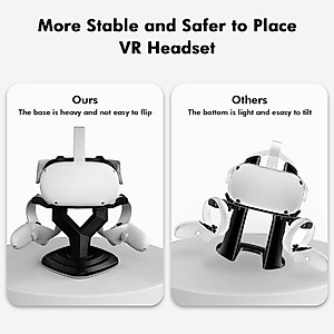 AMVR VR Stand Accessories Compatible with Meta Quest 2,Quest,Rift or Rift S VR Headset and Touch Controllers,with More Stable and Heavy Base (Black)