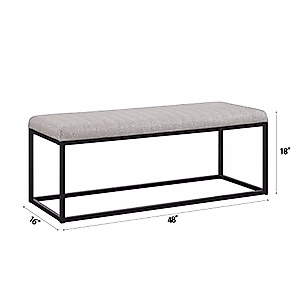 Ball & Cast Modern Upholstered Bench Entryway Bench Ottoman with Metal Frame, 48 Inch Grey