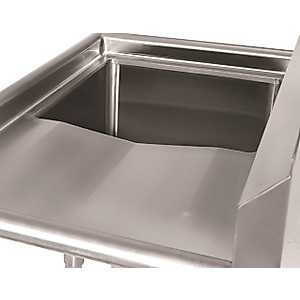 Kratos 29N-008 - Commercial NSF 1 Compartment Sink - 18"Wx18"Lx12"H Bowl Size - 18" Drain Board