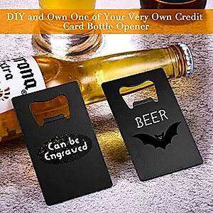 Newtay 60 Pcs Credit Card Bottle Opener Groomsmen Bridesmaid Wallet Bottle Opener Beer Wine Stainless Steel Bottle Opener for Wallet Pocket Party Wedding Favor, Black