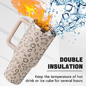 cenivi 40 Oz Tumbler With Handle And Straw, Stainless Steel Tumbler With Lid And Straw Vacuum Insulated Travel Mug 2-In-1 Lid (Straw/Flip) Cup For Hot Cold Beverages,Car,Home,Office, Dishwasher Safe