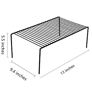 ARCCI Kitchen Cabinet Shelf Organizer Set of 2, Large (15.7 x 9.4 inch) Rustproof Metal Wire Pantry Storage Shelves, Dish Plate Racks for Cabinets, Freezer, Counter, Cupboard Organizers and Storage