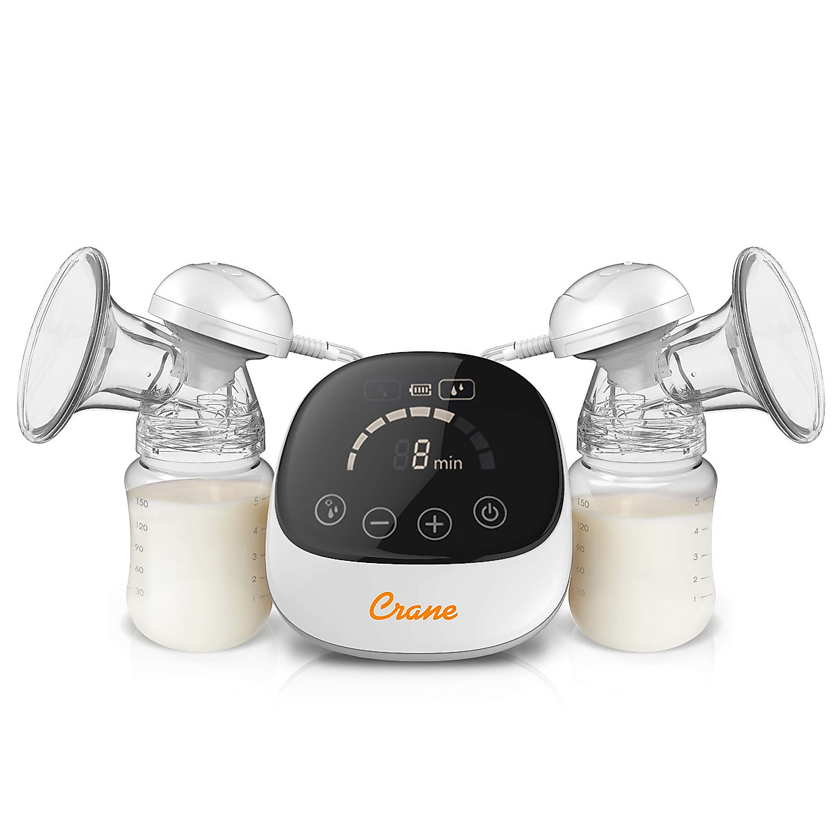 Crane Double Electric Cordless Rechargeable Breast Pump, Portable, Closed System, Overflow Protection