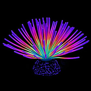 Uniclife Aquarium Imitative Rainbow Sea Urchin Ball Artificial Silicone Ornament with Glowing Effect for Fish Tank Landscape Decoration