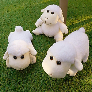 FRANKIEZHOU Sheep Stuffed Animal Lamb Plush Decorations 3Pcs (Sitting, Standing, Kneeling) White Sheep Toys Gift for Kids Little Girl/Boy