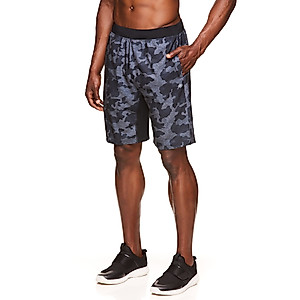 Gaiam Men's Yoga Shorts - Athletic Gym Running and Workout Shorts with Pockets - Karma Ebony Camo, Medium