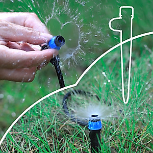 Drip Irrigation Emitters with Adjustable 360 Degree Water Flow Drippers Sprayer for 1/4 inch Tubing, Garden Drippers Sprayer Perfect for House Garden Watering System. (25pcs-Blue 360 Degree Sprayer)